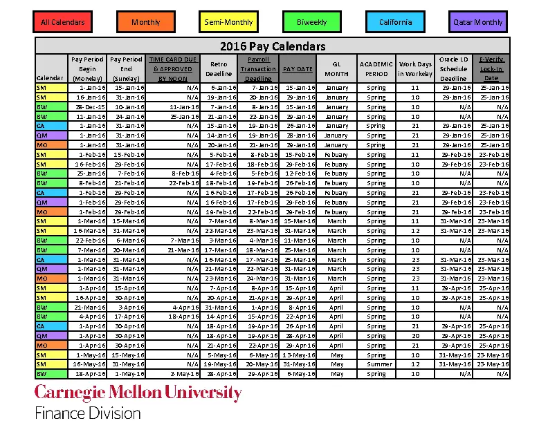 Us And Qatar Payroll Calendar Template - PDFSimpli