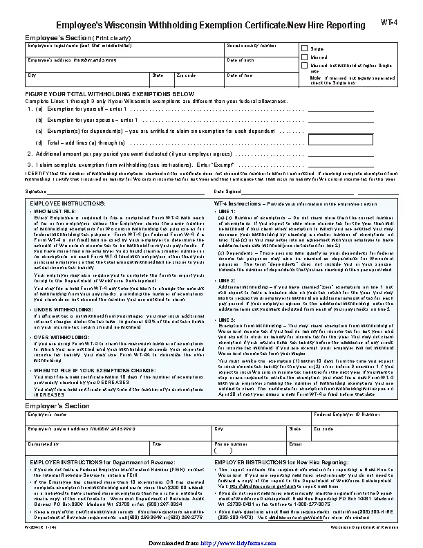 Wisconsin Form Wt 4 - PDFSimpli