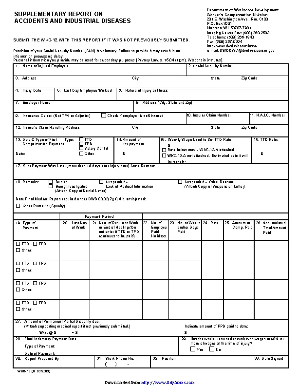 Wisconsin Supplementary Report On Accidents And Industrial Diseases ...