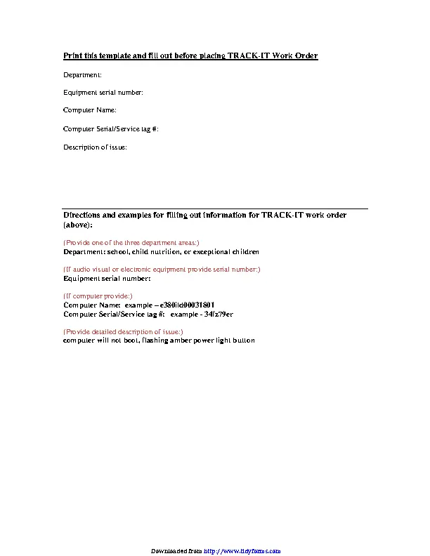Work Order Template 1 - PDFSimpli