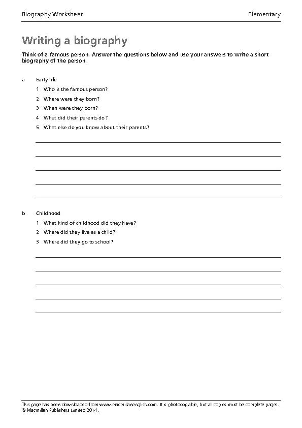 Writing A Biography Template PDFSimpli